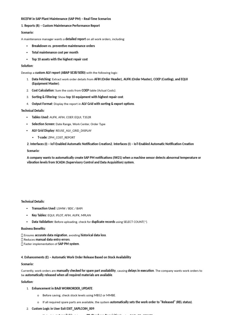 RICEFW Solutions for SAP PM Management | PDF | Scada | Computing