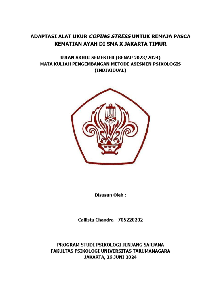Alat Ukur Coping Stress Remaja Pasca Kematian | PDF