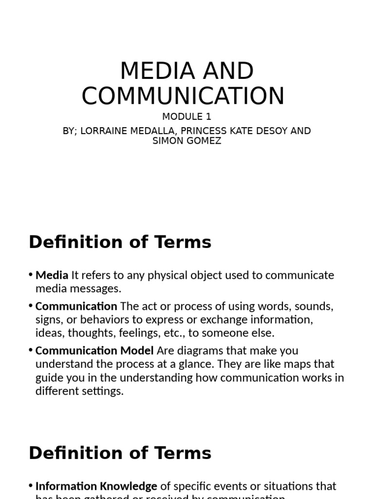 Media and Communication Basics | PDF | Communication | Psychological ...