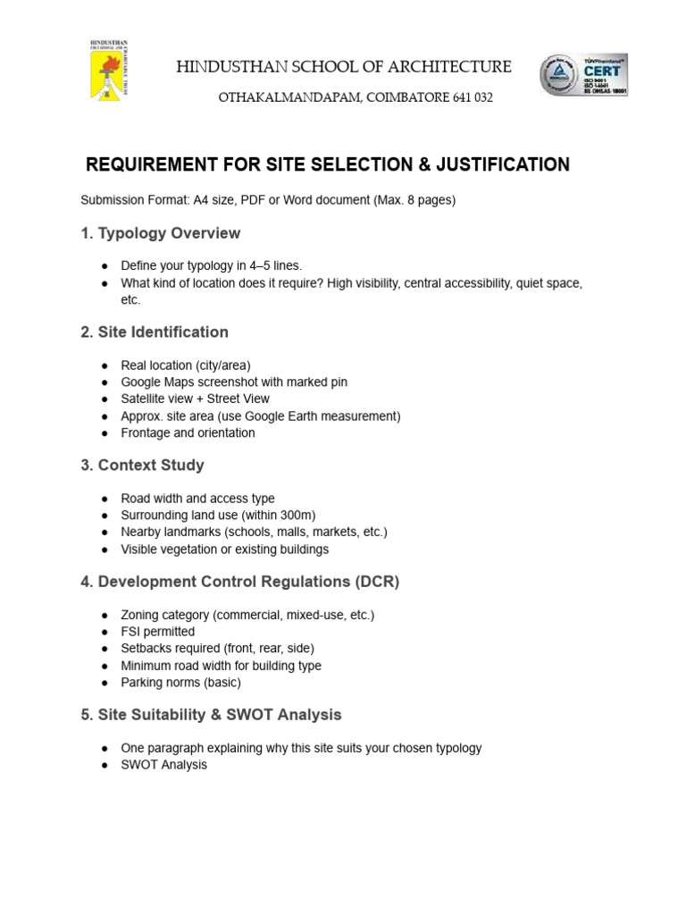Site Selection and Justification Guide | PDF | Zoning