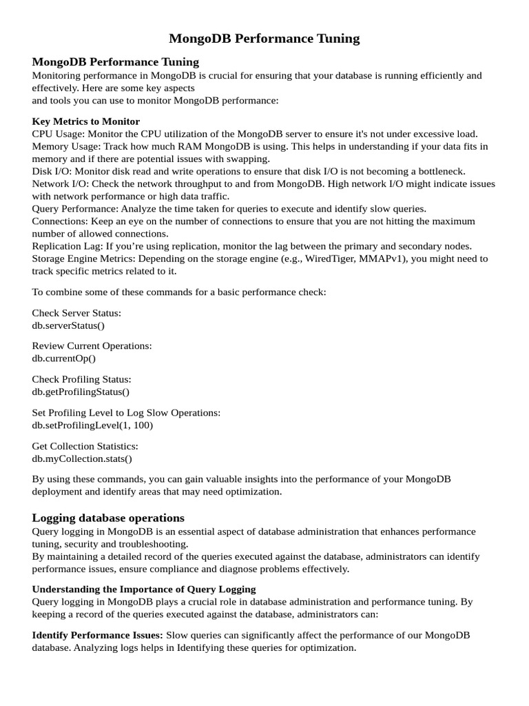 Module 12 MongoDB Performance Tuning | PDF | Mongo Db | Databases