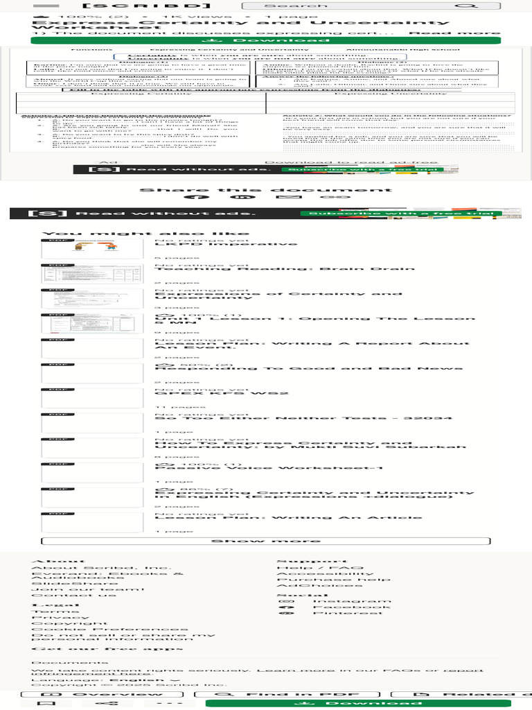 Certainty and Uncertainty Worksheet | PDF | Scribd