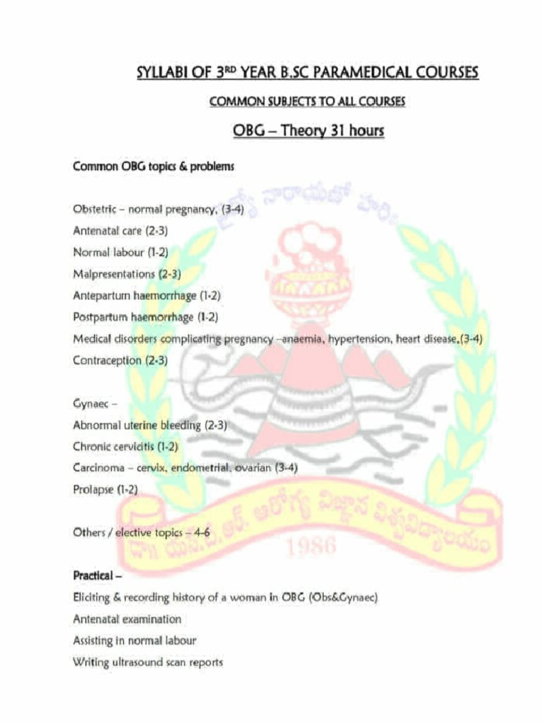 3rd Yr Syllabus | PDF