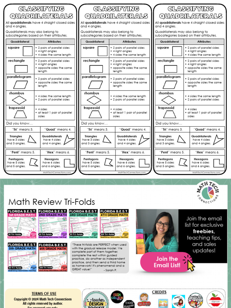 Classifying Quadrilaterals Freebie | PDF | Rectangle | Geometric Shapes
