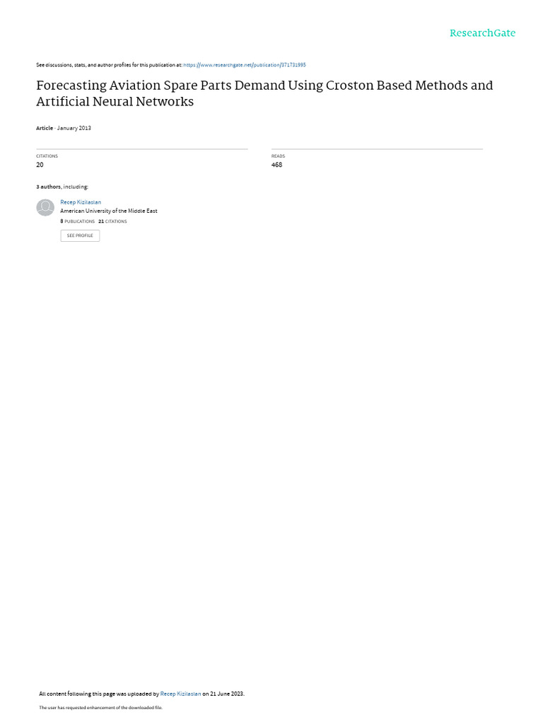 Forecasting Aviation Spare Parts Demand | PDF | Forecasting | Algorithms