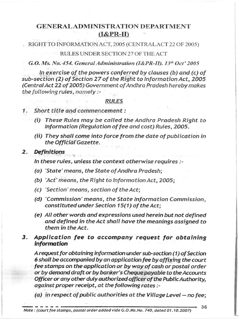 RTI Application Fee | PDF