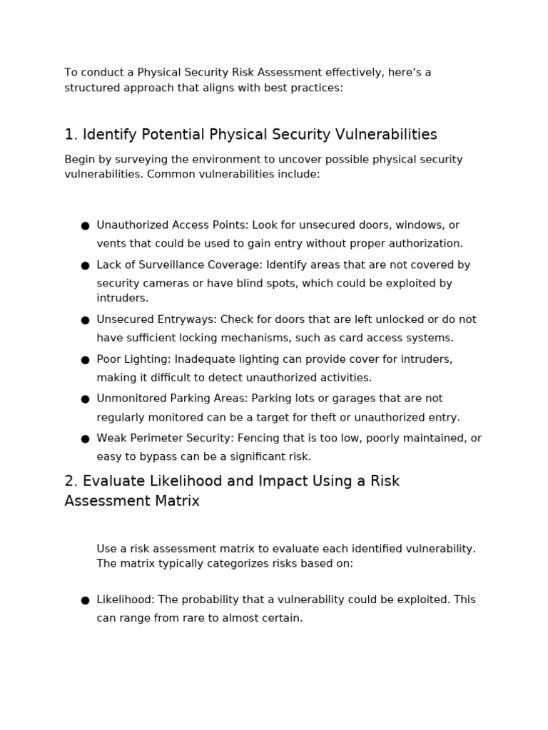 To Conduct A Physical Security Risk Assessment Effectively | PDF ...