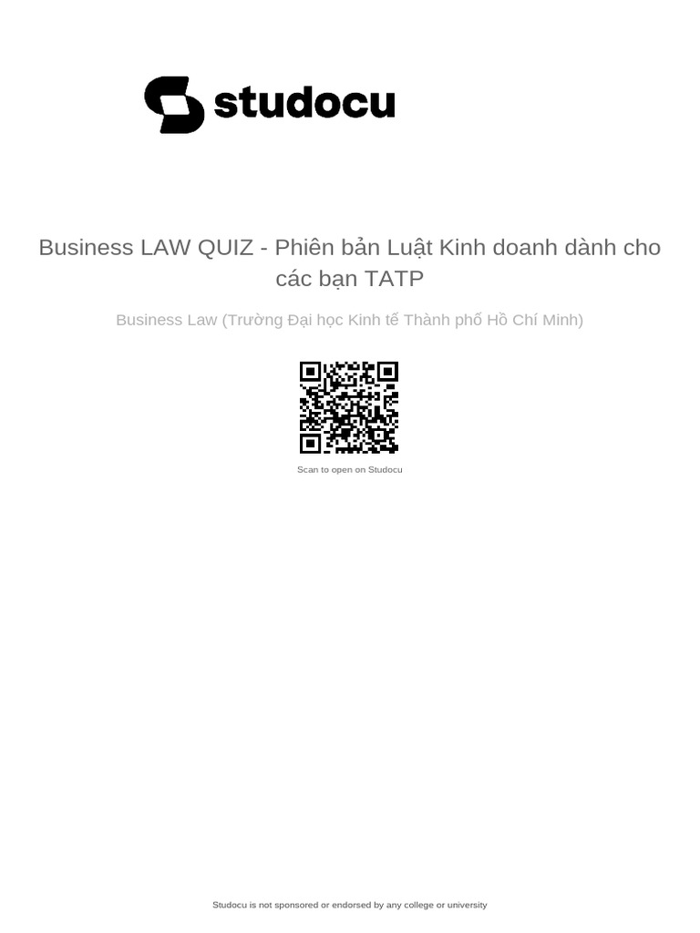Business Law Quiz Phien Ban Luat Kinh Doanh Danh Cho Cac Ban Tatp | PDF ...