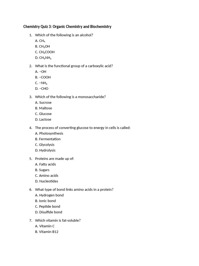 Chemistry Quiz 5 | PDF