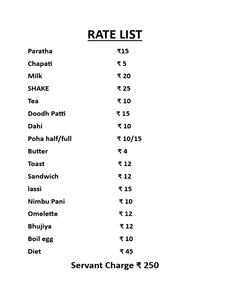 Rate List | PDF