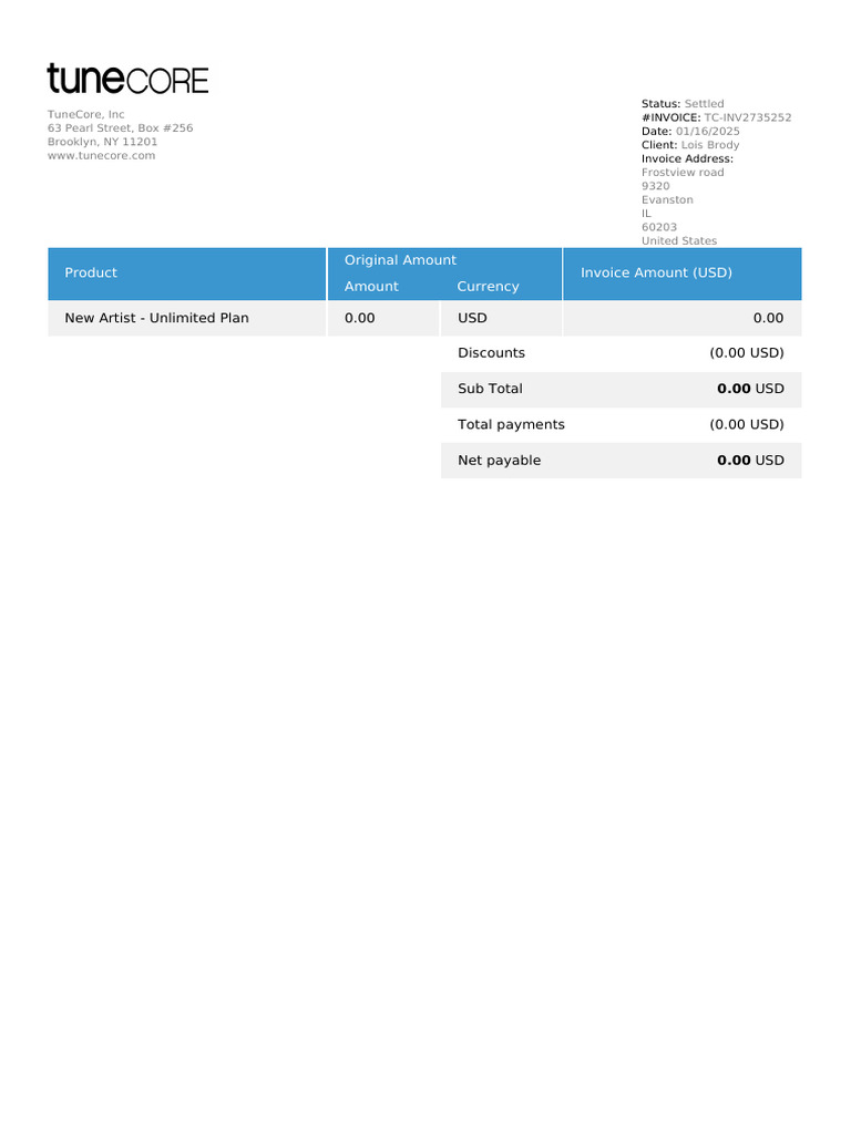 Invoice2025 01 17 | PDF