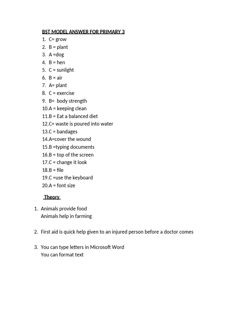 BST Model Answers for Primary 3 | PDF | Jesus | Isaac