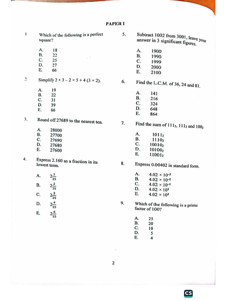 Mathematics Papers 1, 2 and 3 | PDF