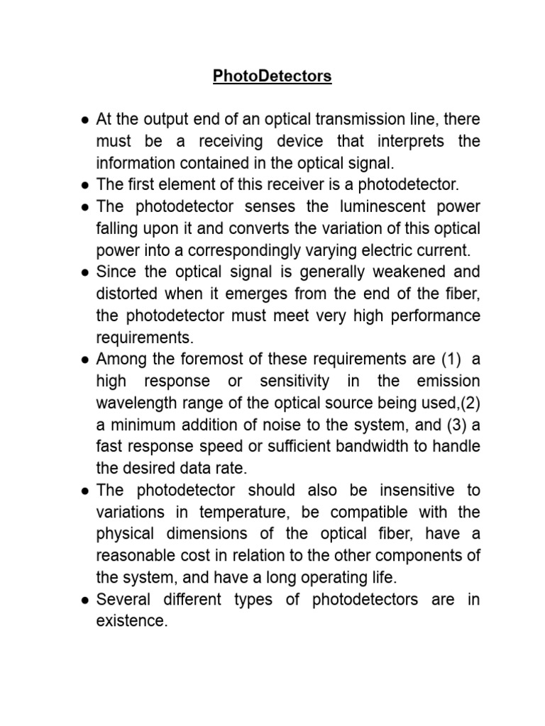 Lecture 6 Photodetectors in Fiber Optics | PDF | P–N Junction | Physical Chemistry