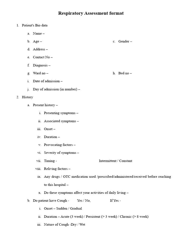 Comprehensive Respiratory Assessment Guide | PDF | Respiratory Diseases ...