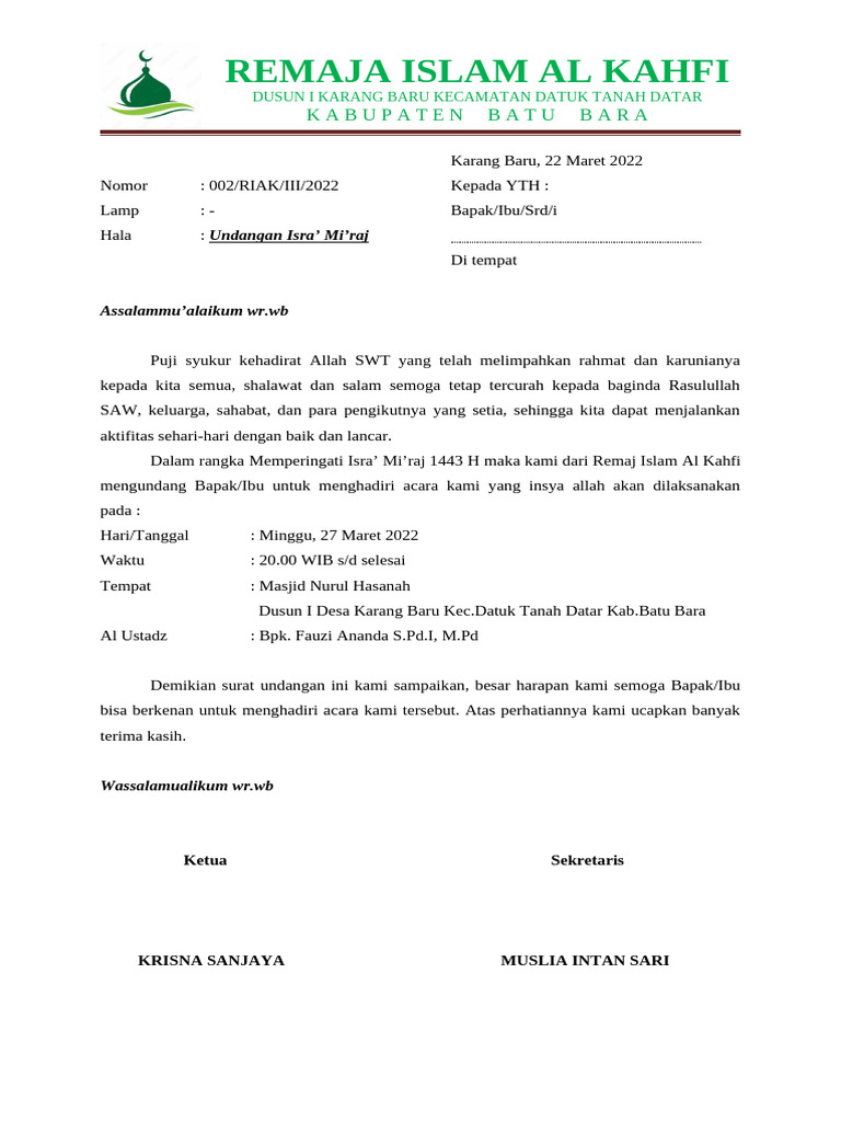 Undangan Isra Miraj | PDF