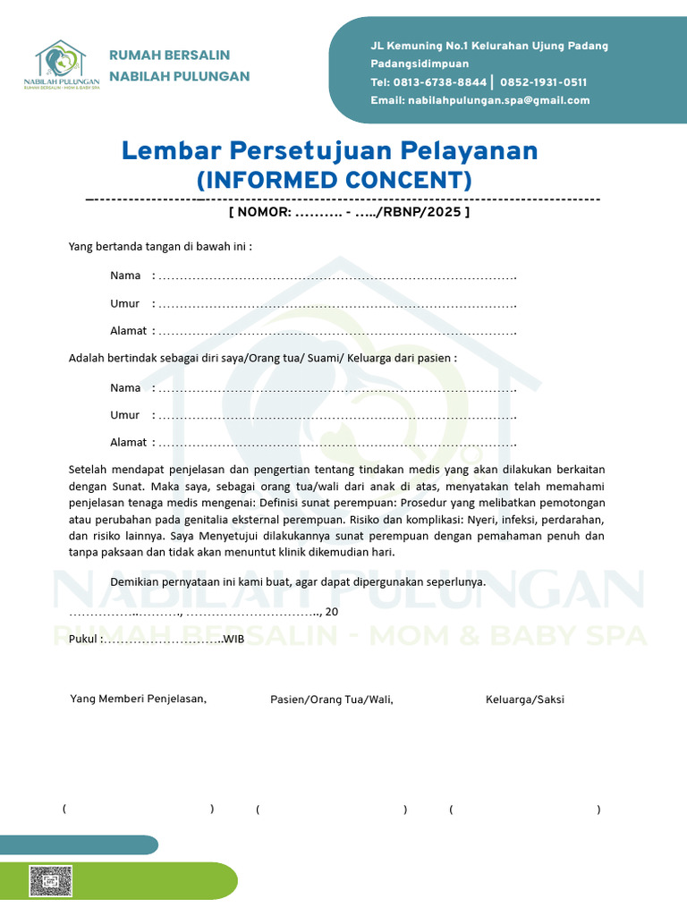 Formulir Lembar Persetujuan Pelayanan Sunat INFORMED CONCENT | PDF