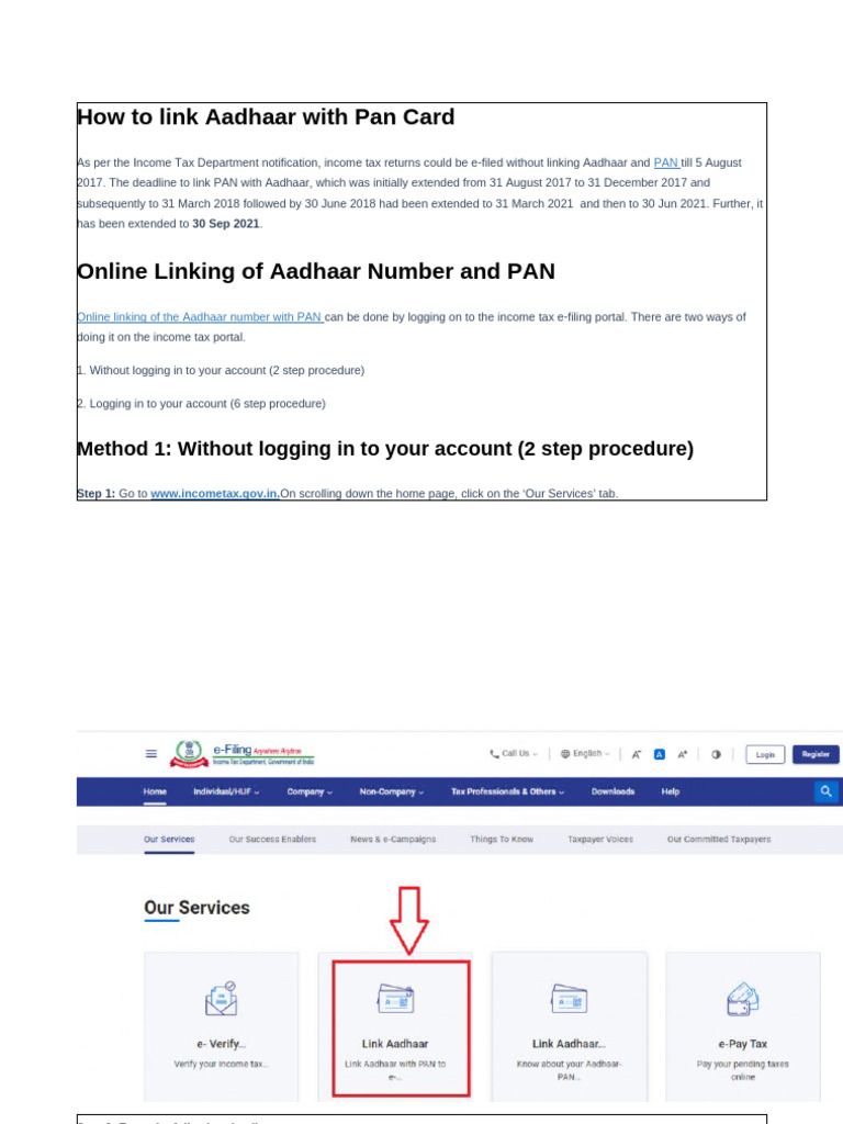 Methods_and_Steps_to_link Aadhaar_with_Pan_Card | PDF | Authentication | Access Control