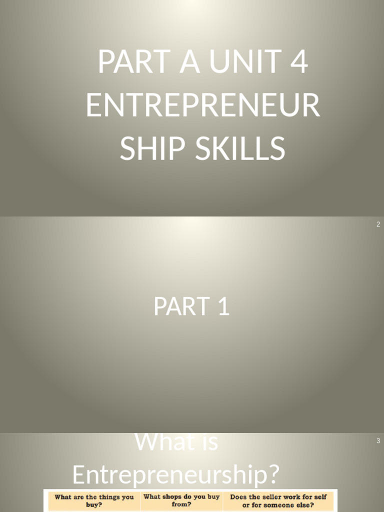 Entrepreneurship Skills Overview | PDF | Entrepreneurship | Employment