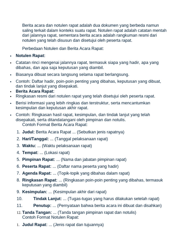 Perbedaan Notulen dan Berita Acara | PDF