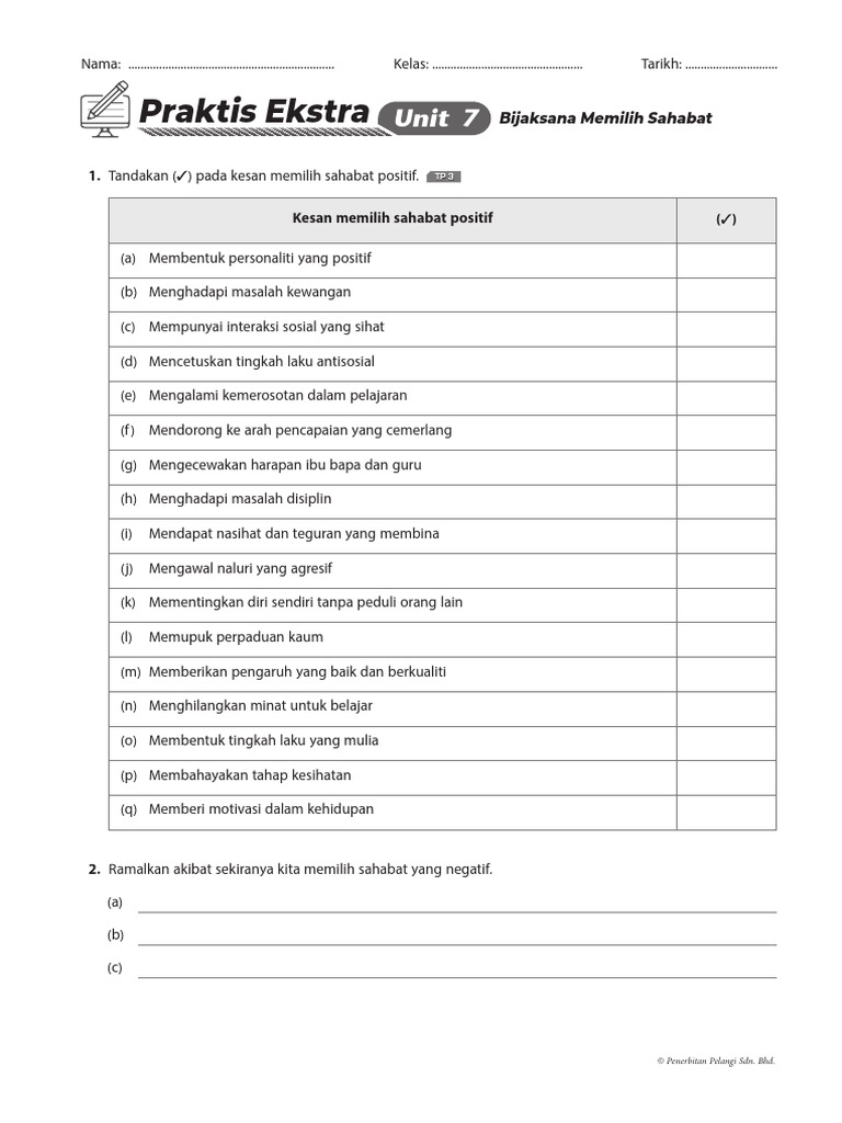 13 Praktis Ekstra Unit 7 | PDF