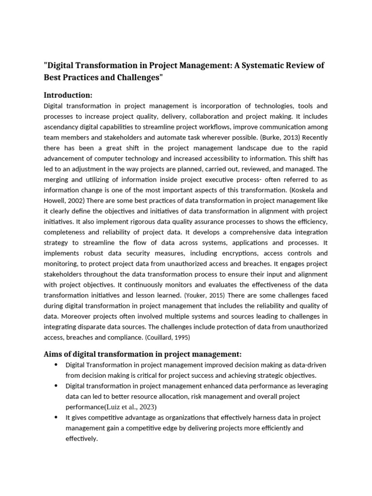 (Karan) Digital Transformation in Project Management | PDF | Project ...