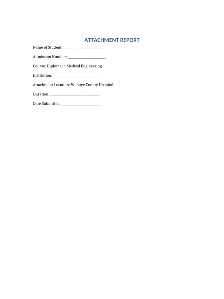 Medical Engineering Attachment Report | PDF | Medical Device ...