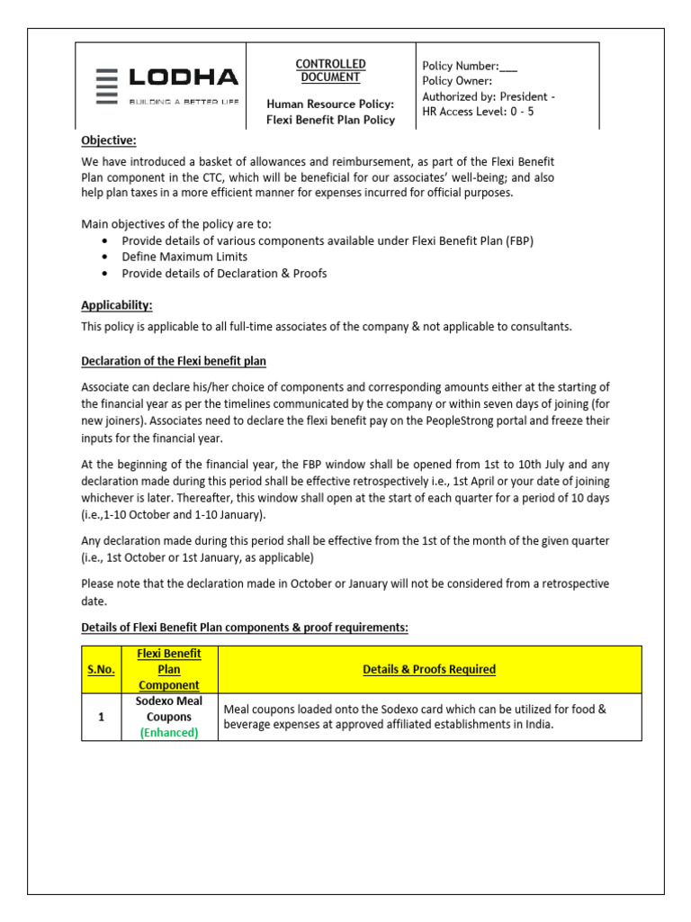 Flexi Benefit Plan Overview | PDF | Tax Exemption | Taxes