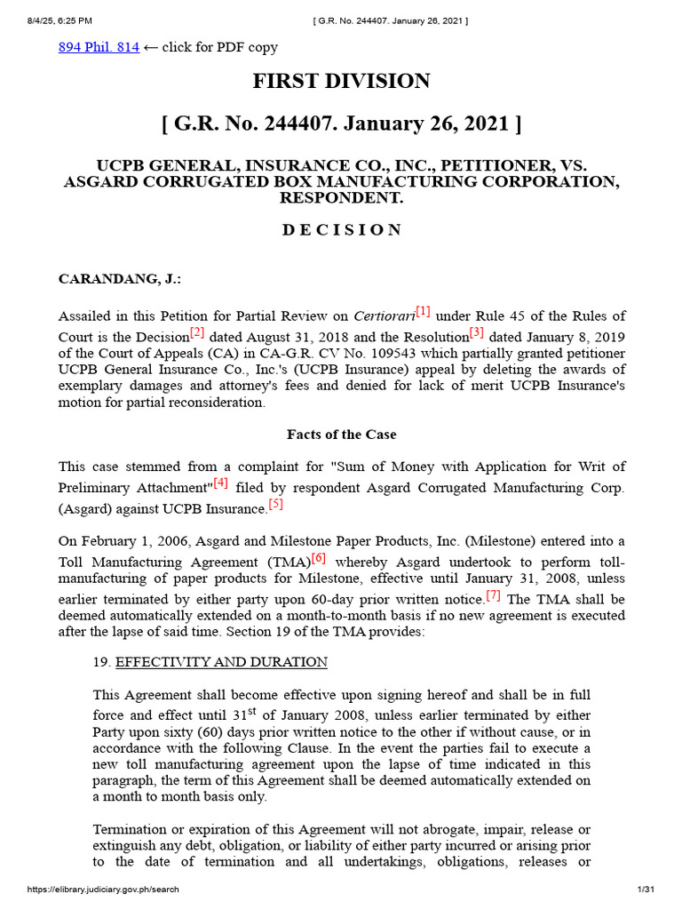 UCPB Insurance vs. Asgard: Malicious Damage Claim | PDF | Insurance ...