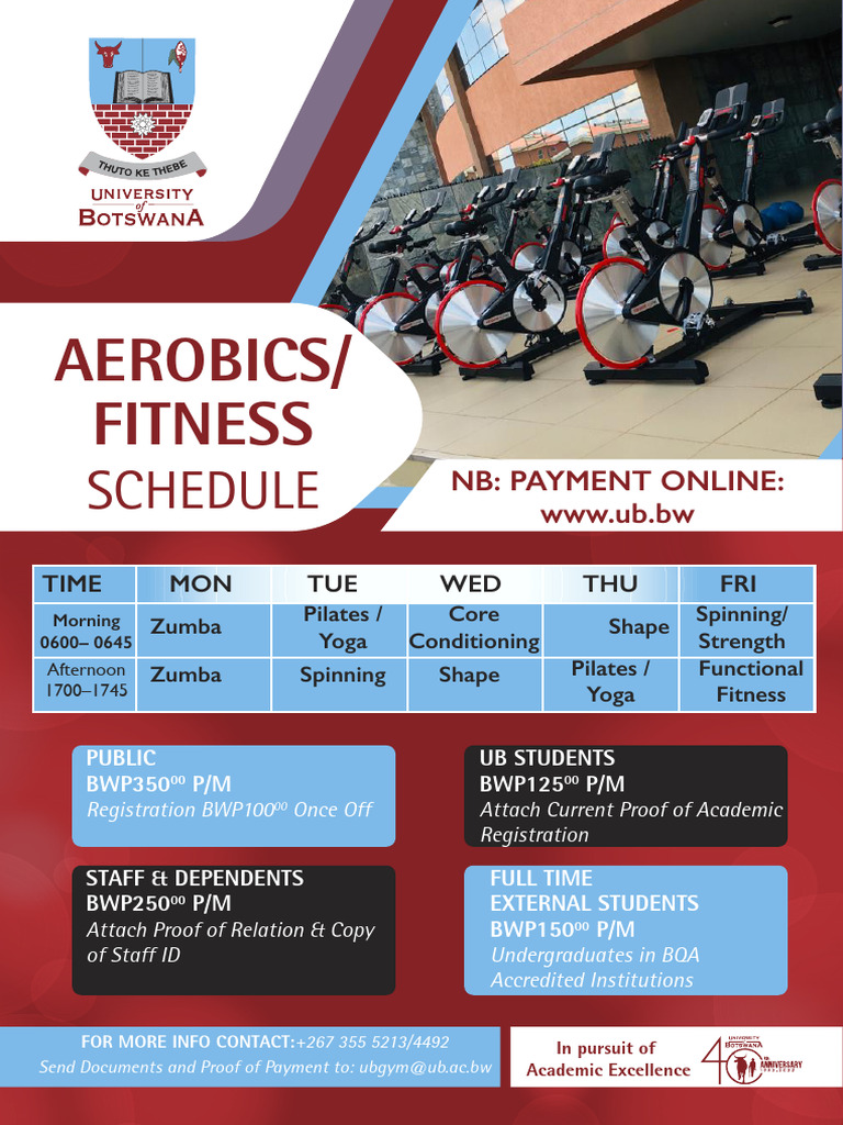 UB Gym Fitness Class Schedule | PDF