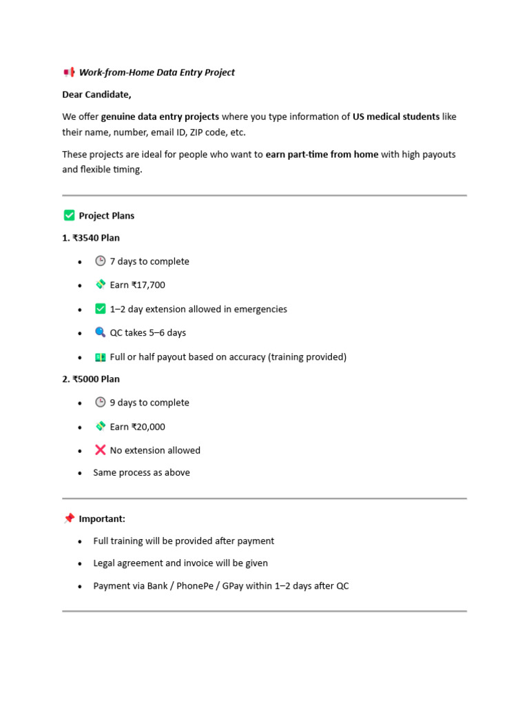 Work-from-Home Data Entry Opportunities | PDF