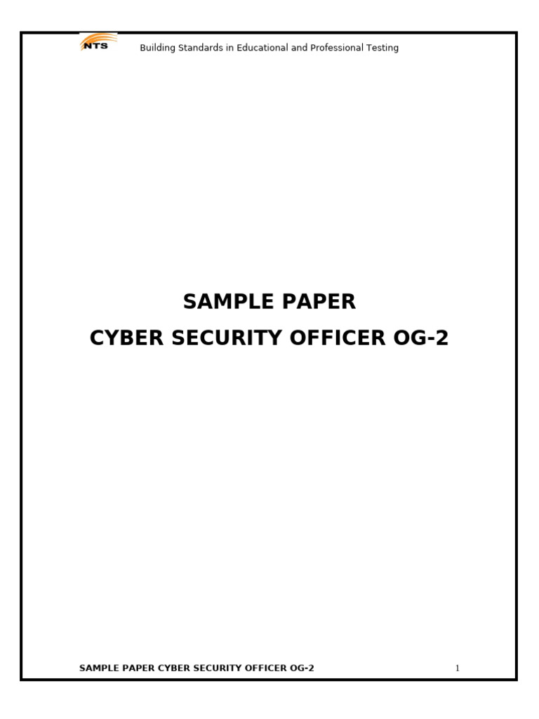 Sample Paper Cyber Security Officer OG-2 | PDF | Cybercrime | Computer Engineering