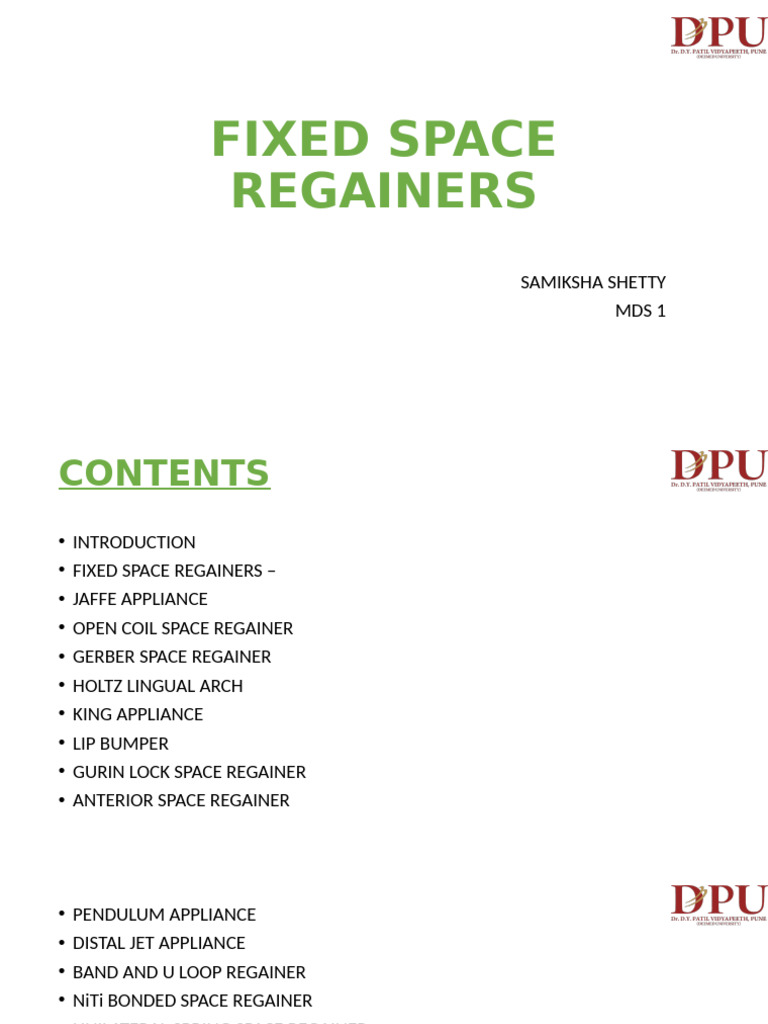 Fixed Space Regainer Seminar | PDF | Orthodontics | Dentistry