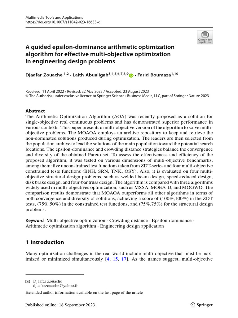 A Guided Epsilon-Dominance Arithmetic Optimization Algorithm For Effective Multi-Objective ...