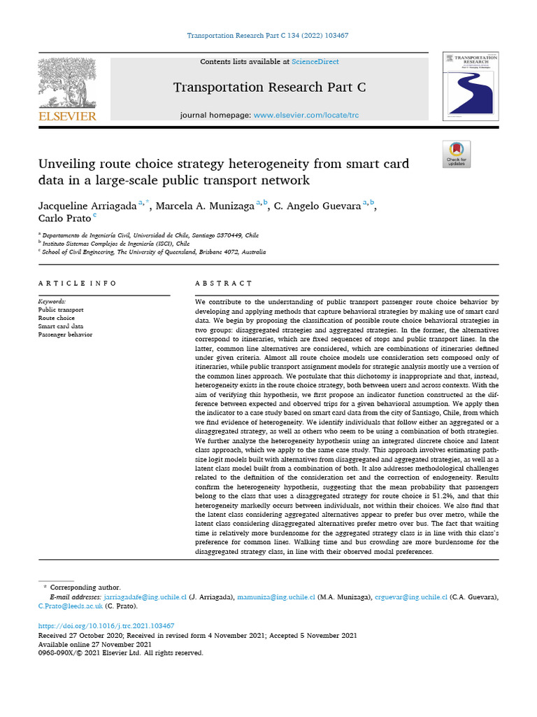 Unveiling Route Choice Strategy Heterogeneity From Smart Card Data in A ...