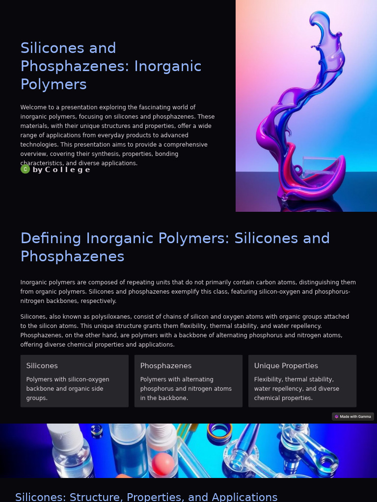 Inorganic Polymers: Silicones & Phosphazenes | PDF | Coordination ...