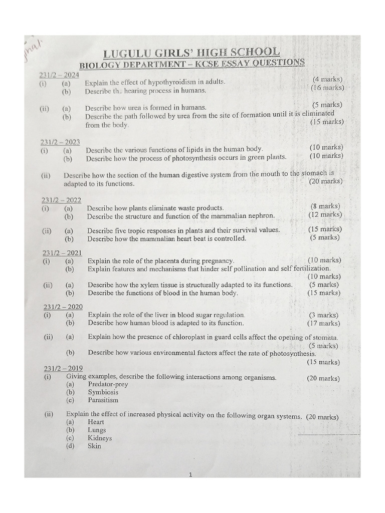 F4 Bio Aug 2025 Assignment Assignment - Form 4 - Biology | PDF
