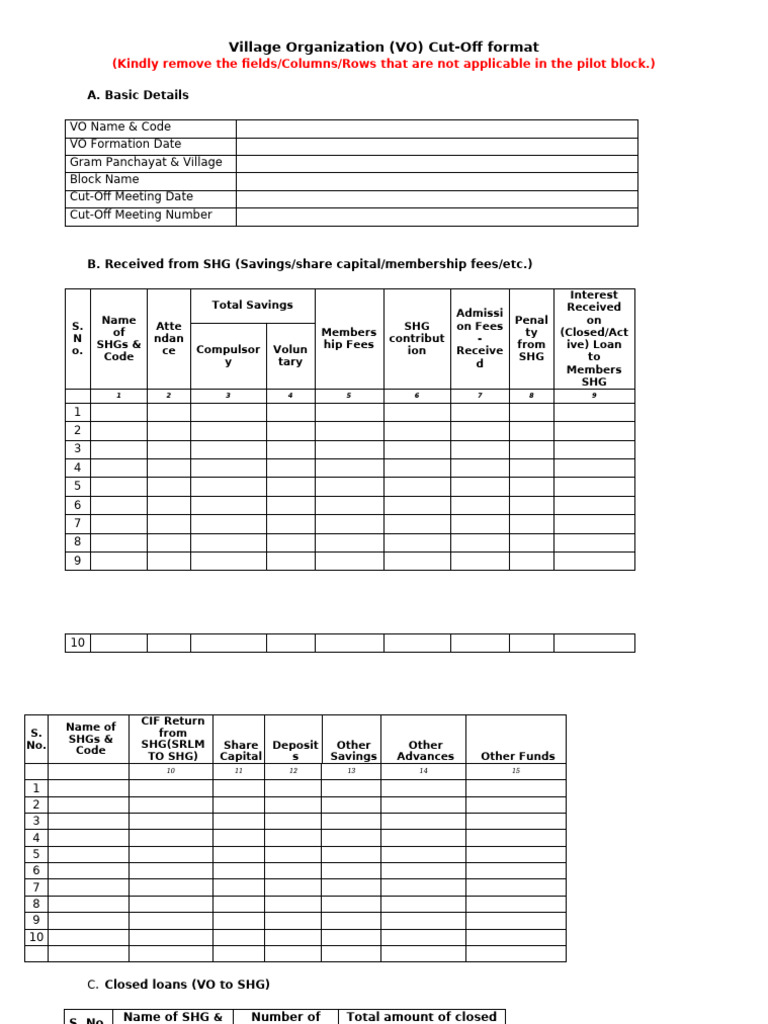 VO Cut-Off Sheet Format | PDF | Banks | Interest
