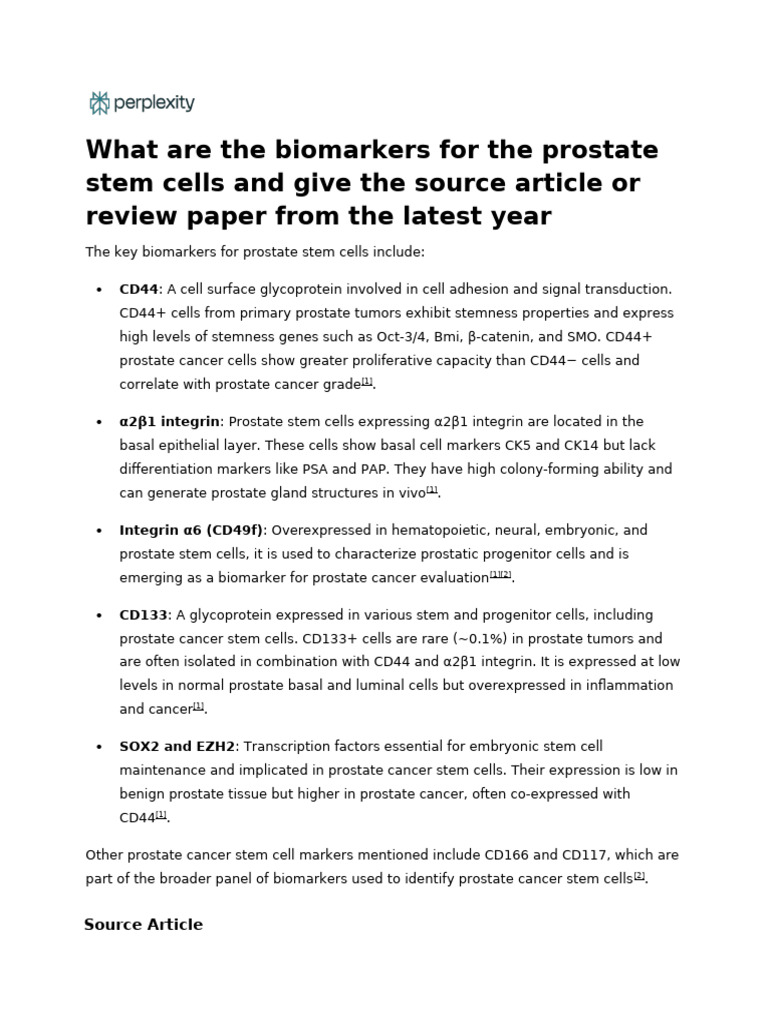 What Are The Biomarkers For The Prostate Stem Cell | PDF | Stem Cell ...
