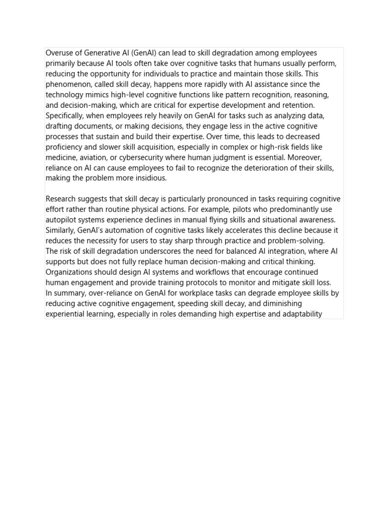 Overuse of Generative AI | PDF