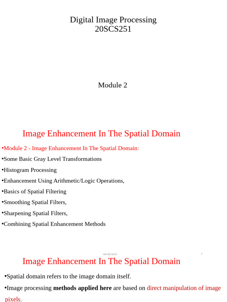 Image Enhancement Techniques in DIP | PDF | Convolution | Digital Signal Processing