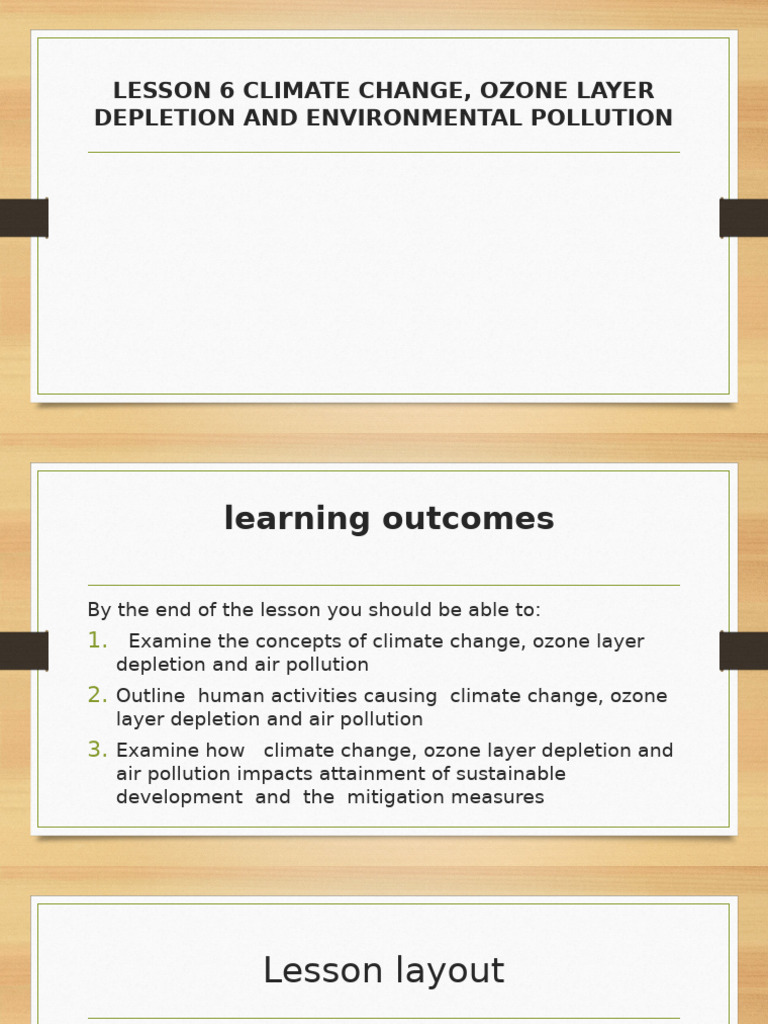 Lesson 6 Climate Change, Ozone Layer Depletion (Autosaved) | PDF | Climate Change | Greenhouse Gas