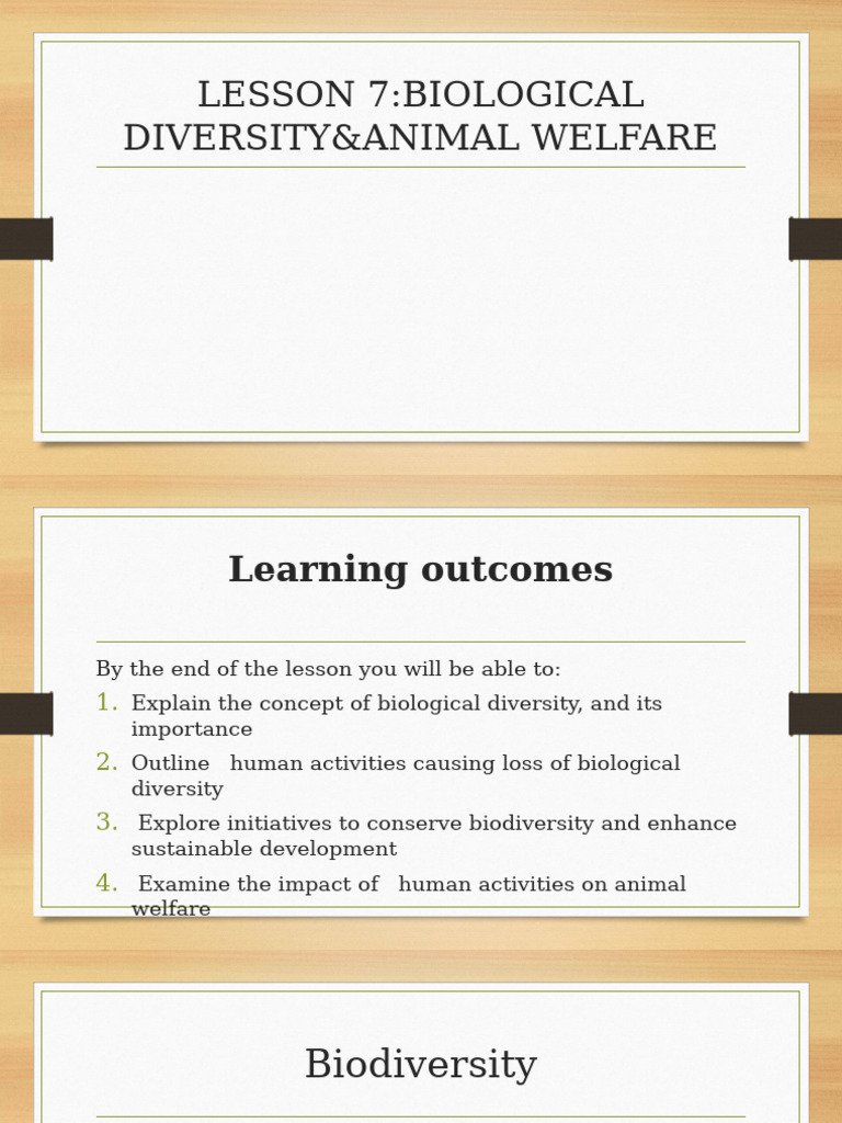 LESSON 7 Biodiversity and Animal Welfare Education [Autosaved] | PDF | Biodiversity | Animal Welfare