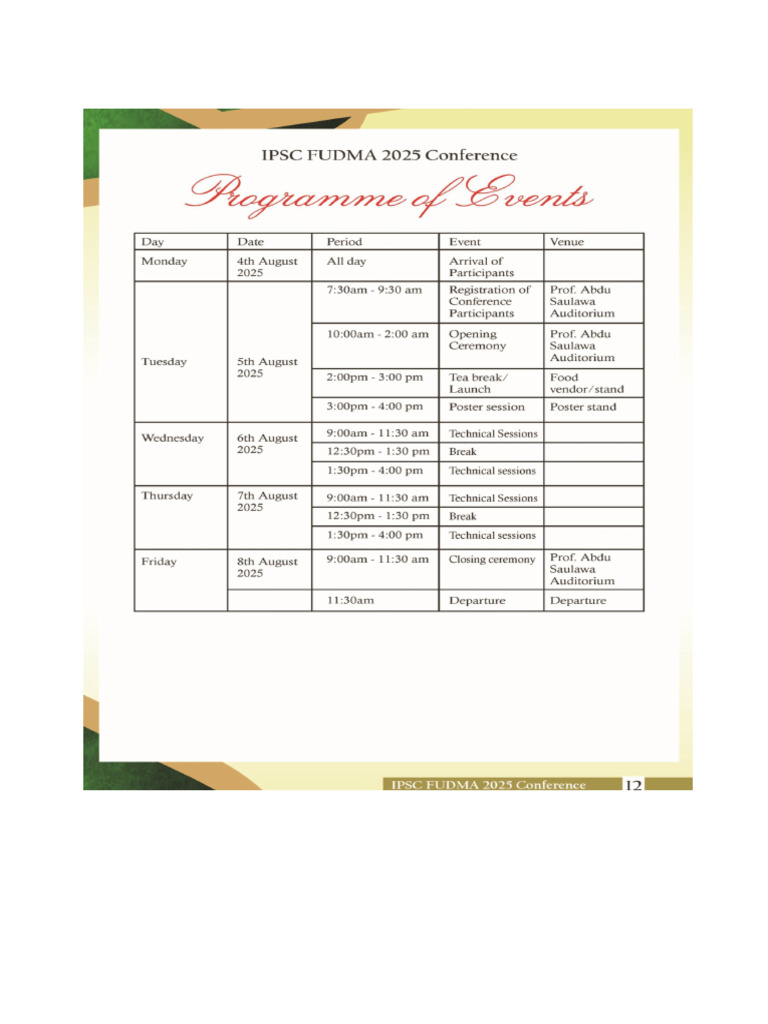 Schedule of Conference Programme | PDF