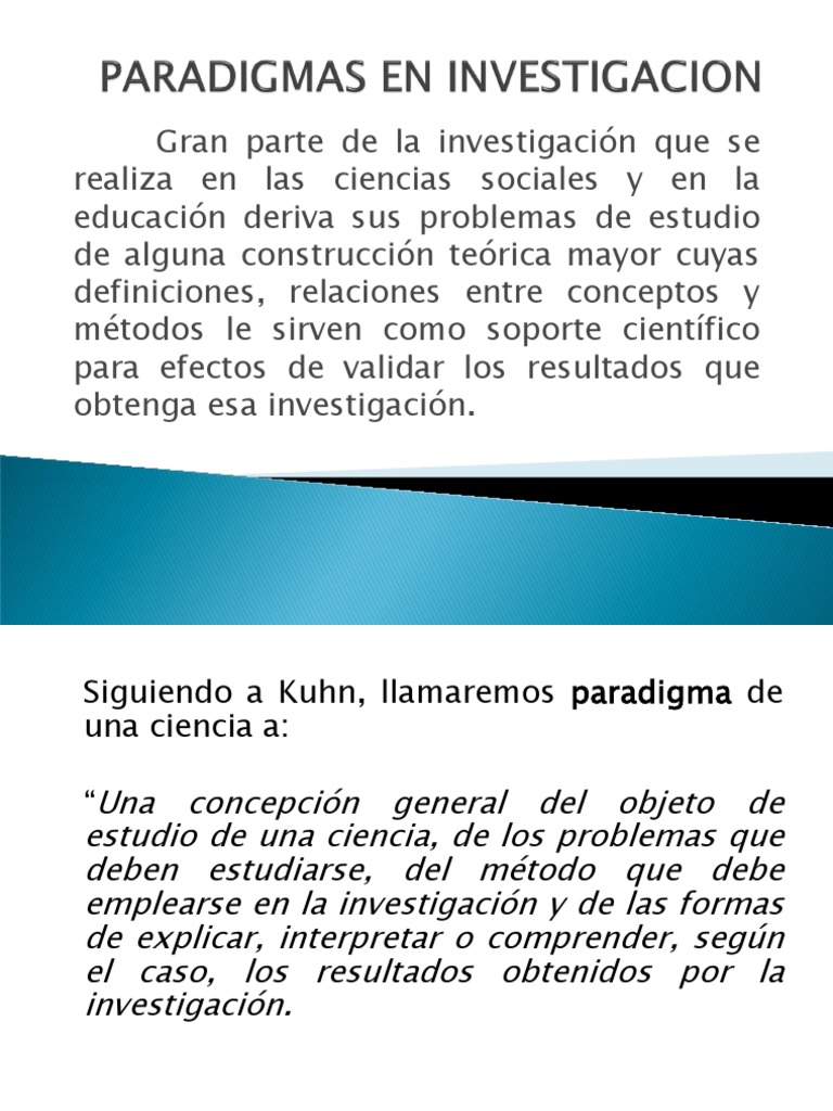 Tipos y Definición de Paradigmas en Investigación | PDF | Paradigma ...