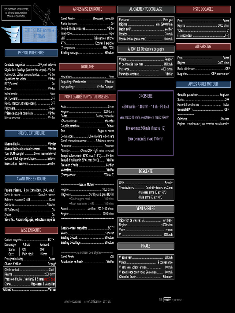 Checklist de Prévol ULM détaillée | PDF | Aviation | Avion