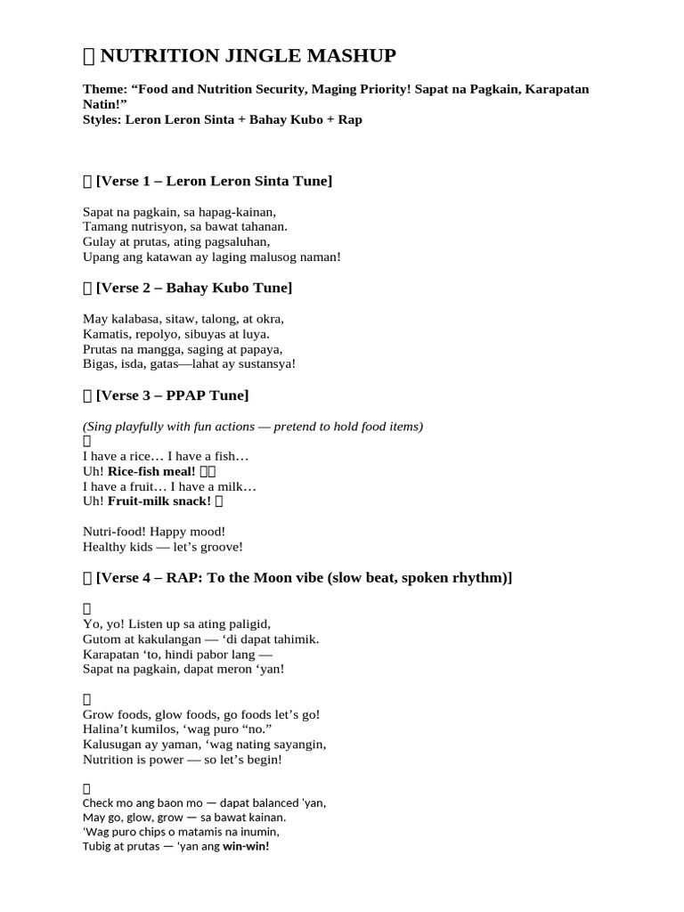 ? Nutrition Jingle Mashup | PDF