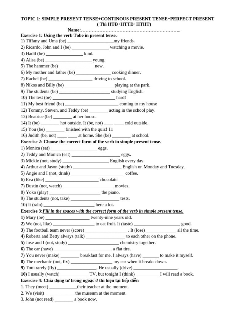 Topic Present Tense | PDF