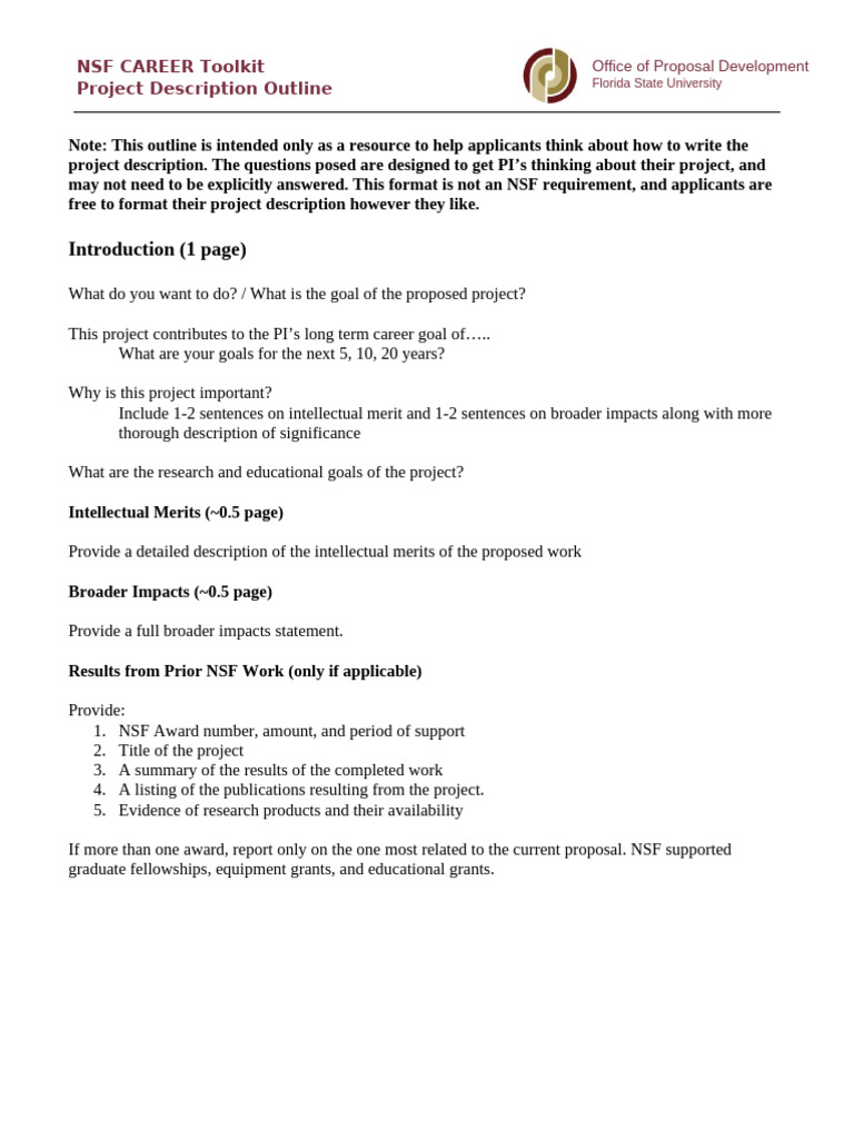 Project Description Template | PDF | National Science Foundation | Inquiry