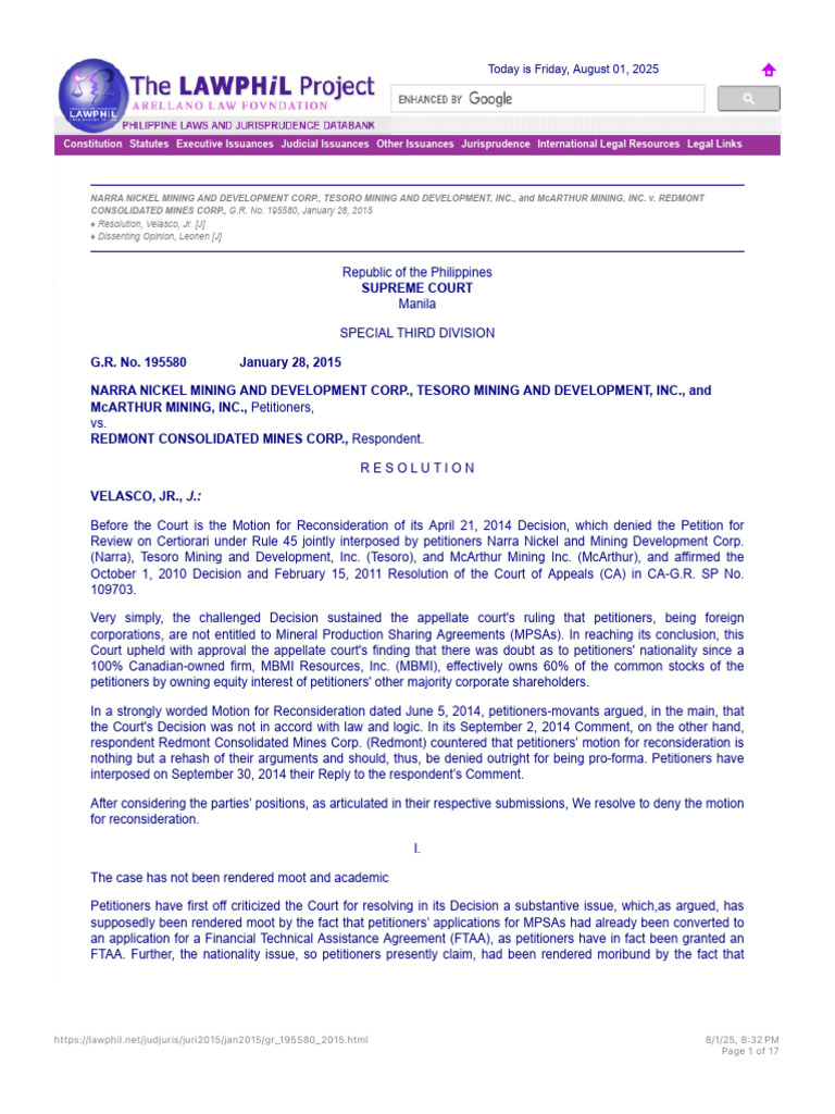 Narra Nickel vs. Redmont Case Summary | PDF | Stocks | Corporations